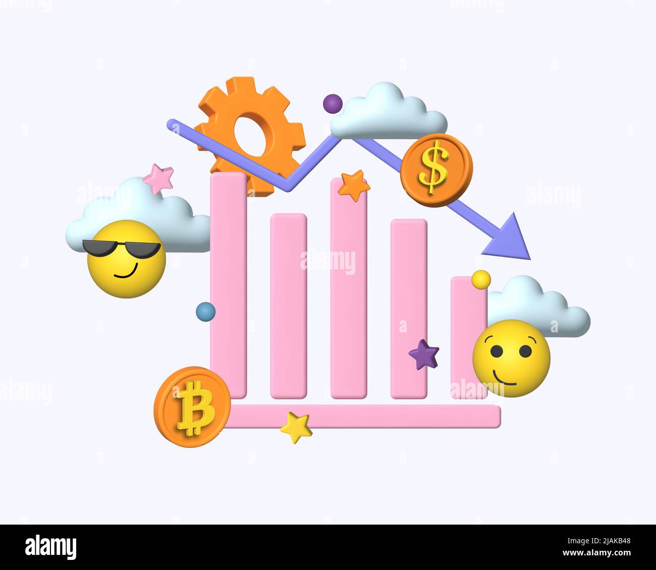 Chart of growth and decline. The concept of the economic crisis. The ...