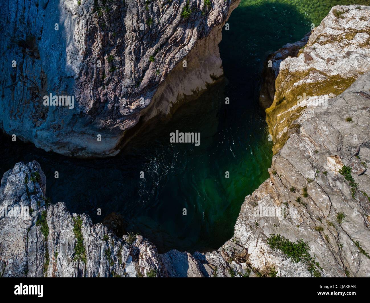 Boxwood river where its course runs between the rocks and the roar of ...