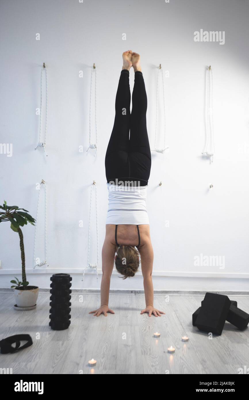 Girl doing handstand hi-res stock photography and images - Alamy