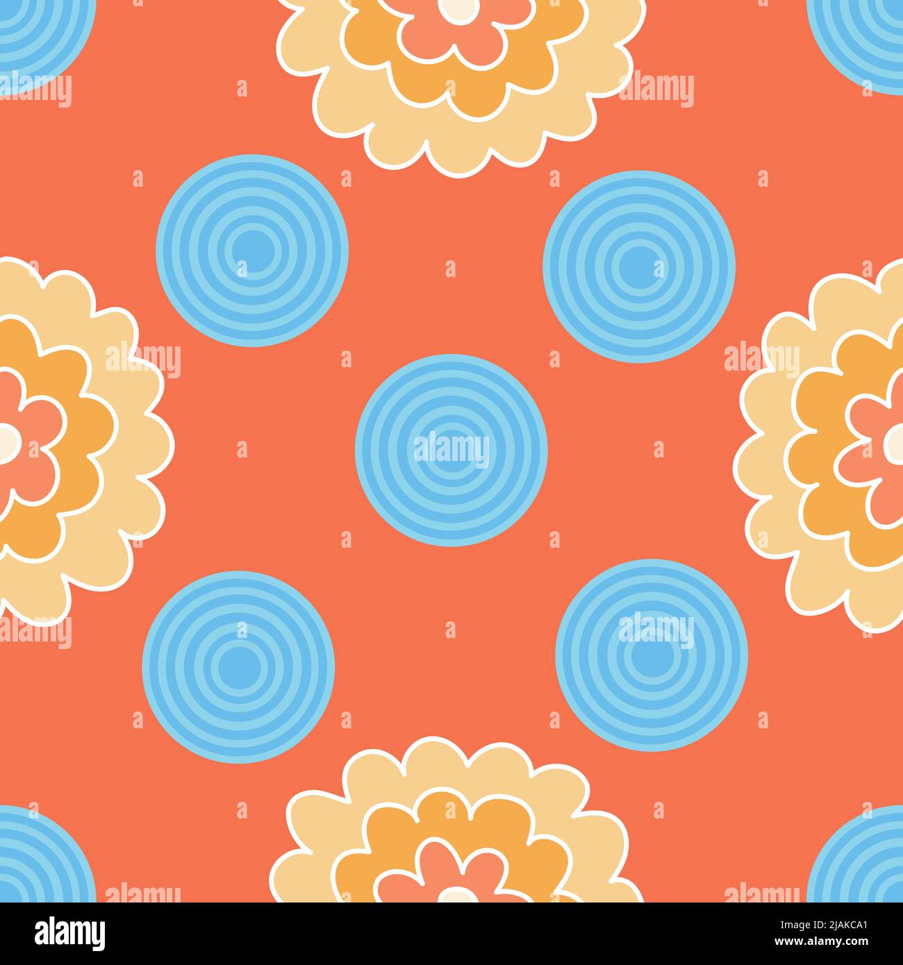 Geometric Floral Seamless Pattern On Orange Background Stock Vector Image And Art Alamy 