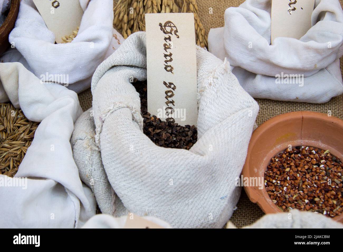 Aroma and flavors in Medieval market Stock Photo - Alamy
