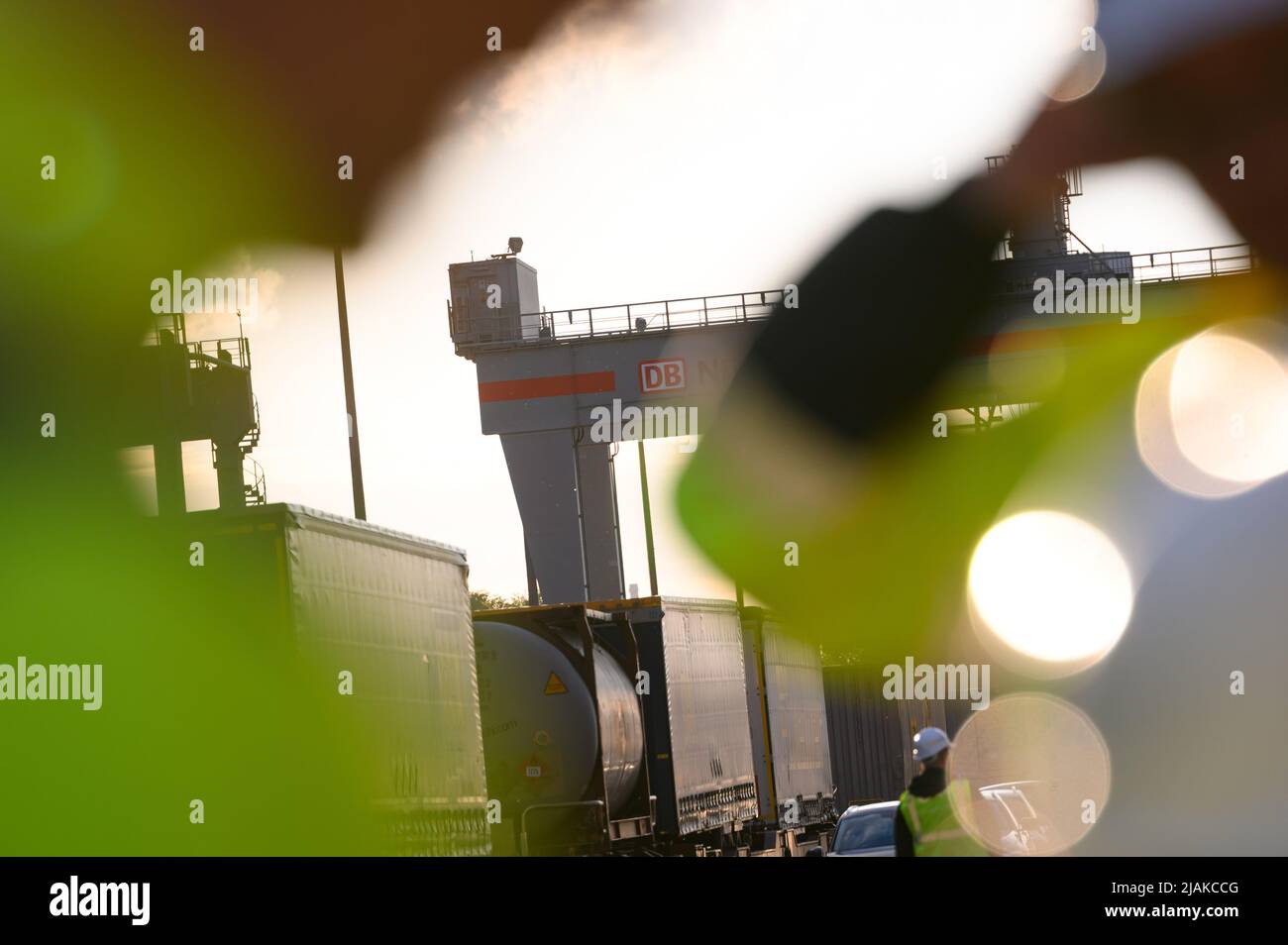 Hamburg, Germany. 30th May, 2022. A gantry crane with the DB logo ...