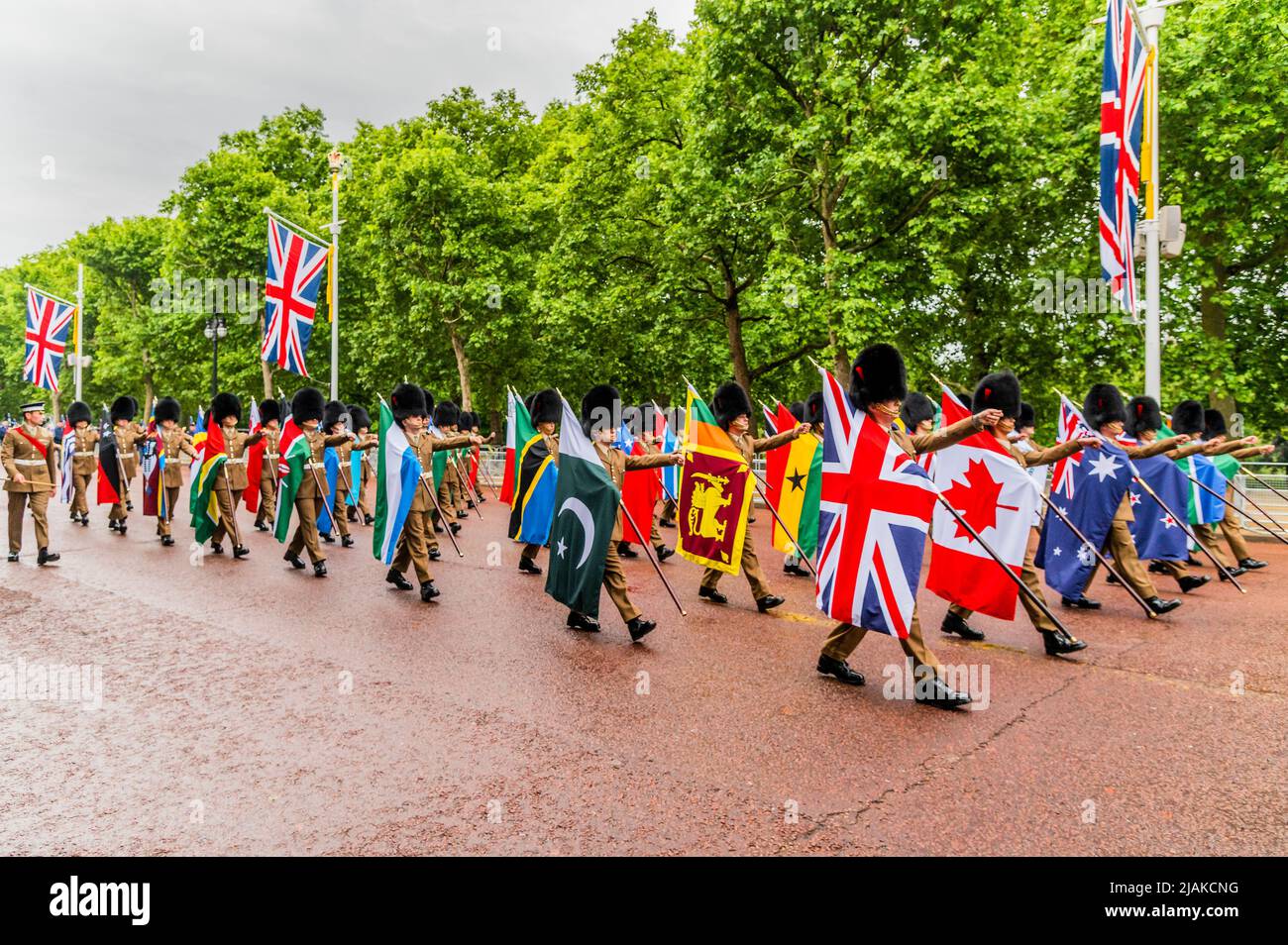 London, UK. 31 May 2022. 55 Commonwealth Flags carried by 7 Company ...