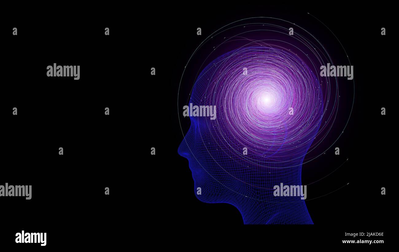 3d consciousness, mind, brain background. Abstract colored sphere in ...