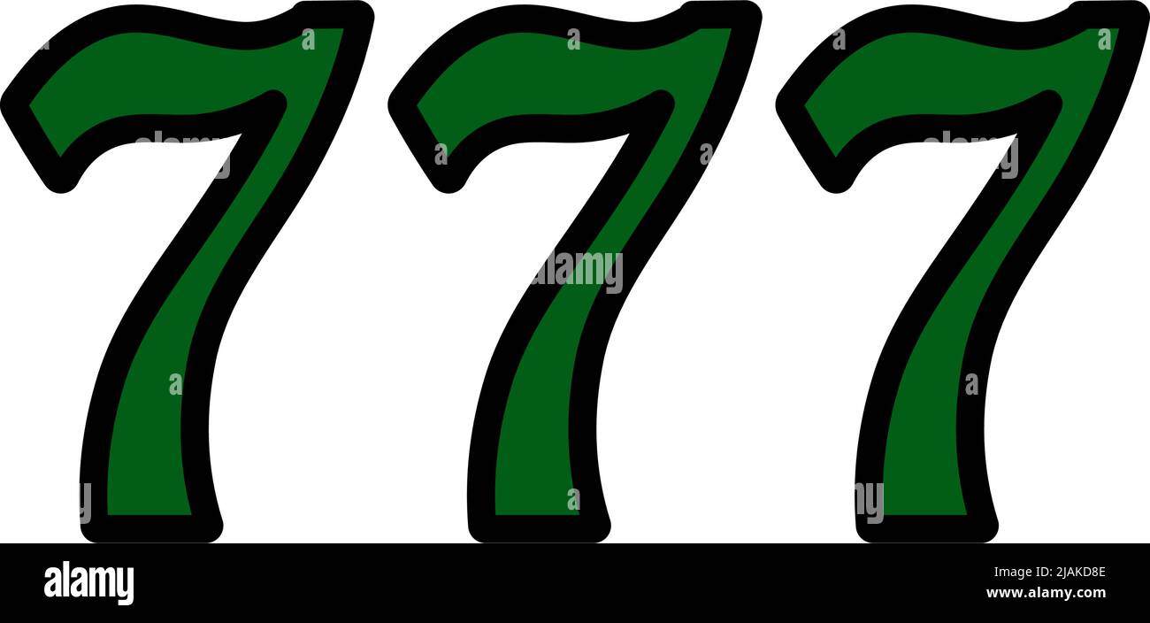 777 Icon. Editable Bold Outline With Color Fill Design. Vector ...