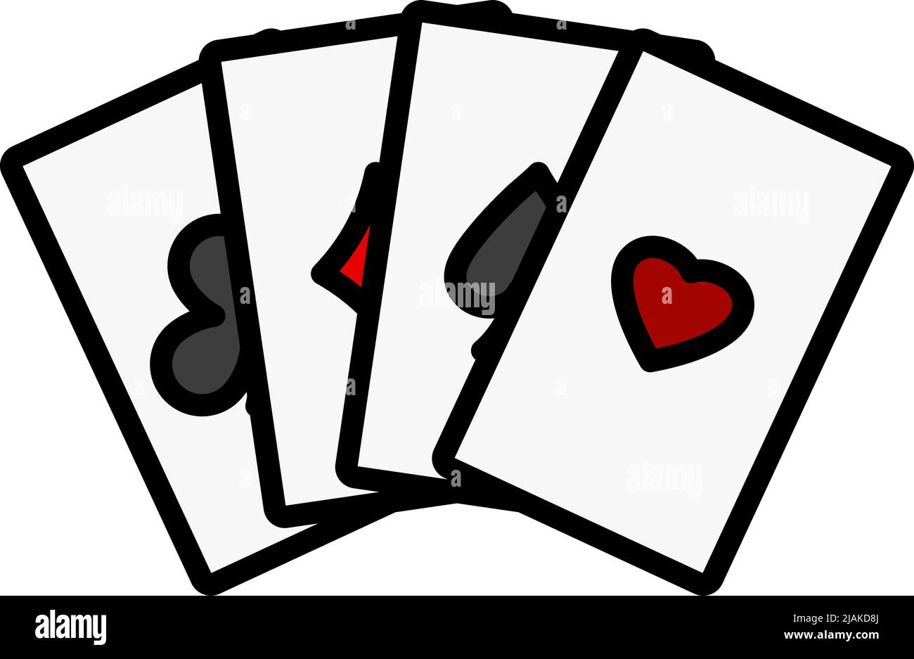Set Of Four Card Icons. Editable Bold Outline With Color Fill Design ...
