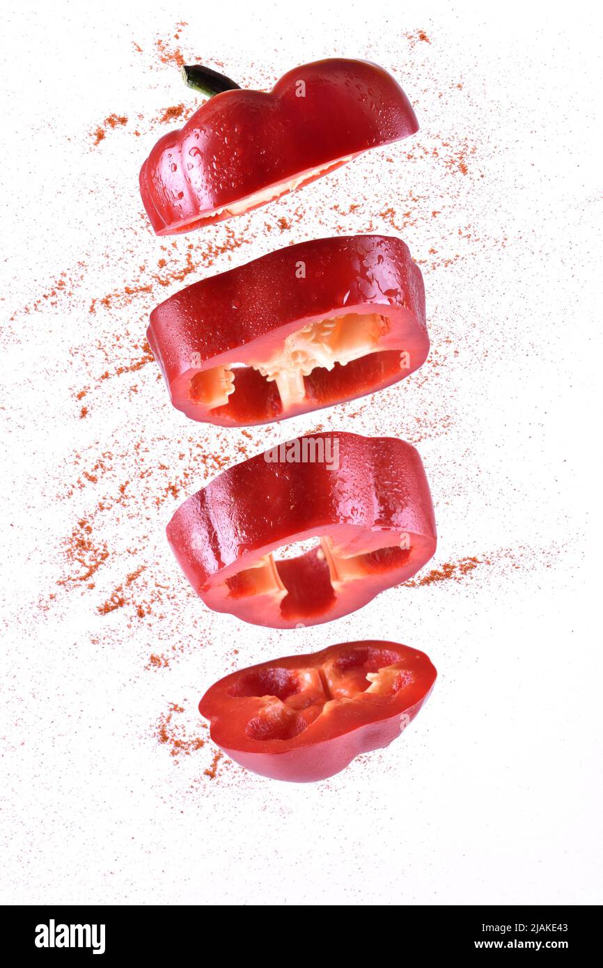 Fresh flying bell pepper on hi-res stock photography and images - Alamy