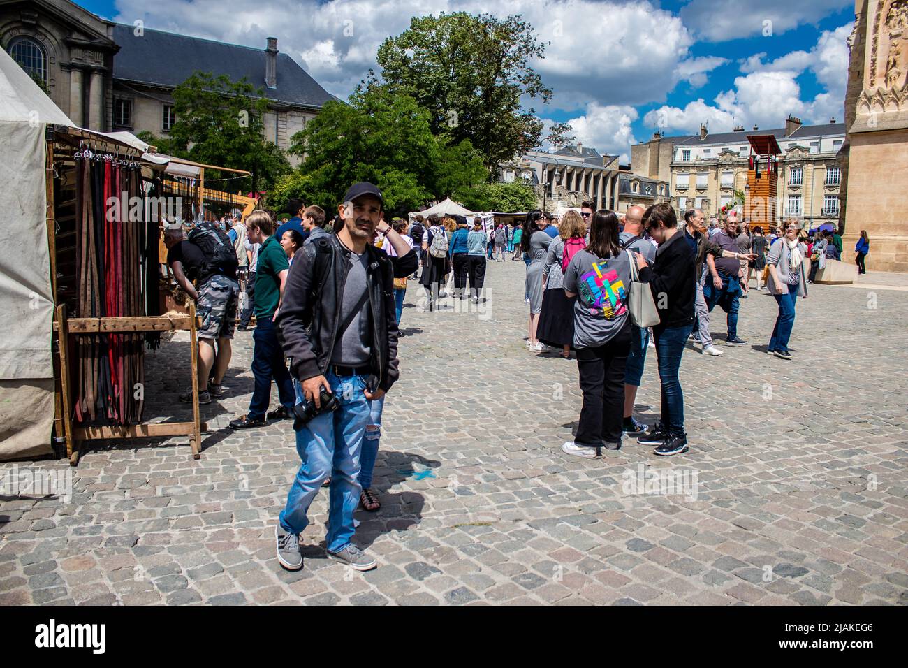 Reims, France - May 28, 2022 Visitors wandering the aisles of the ...