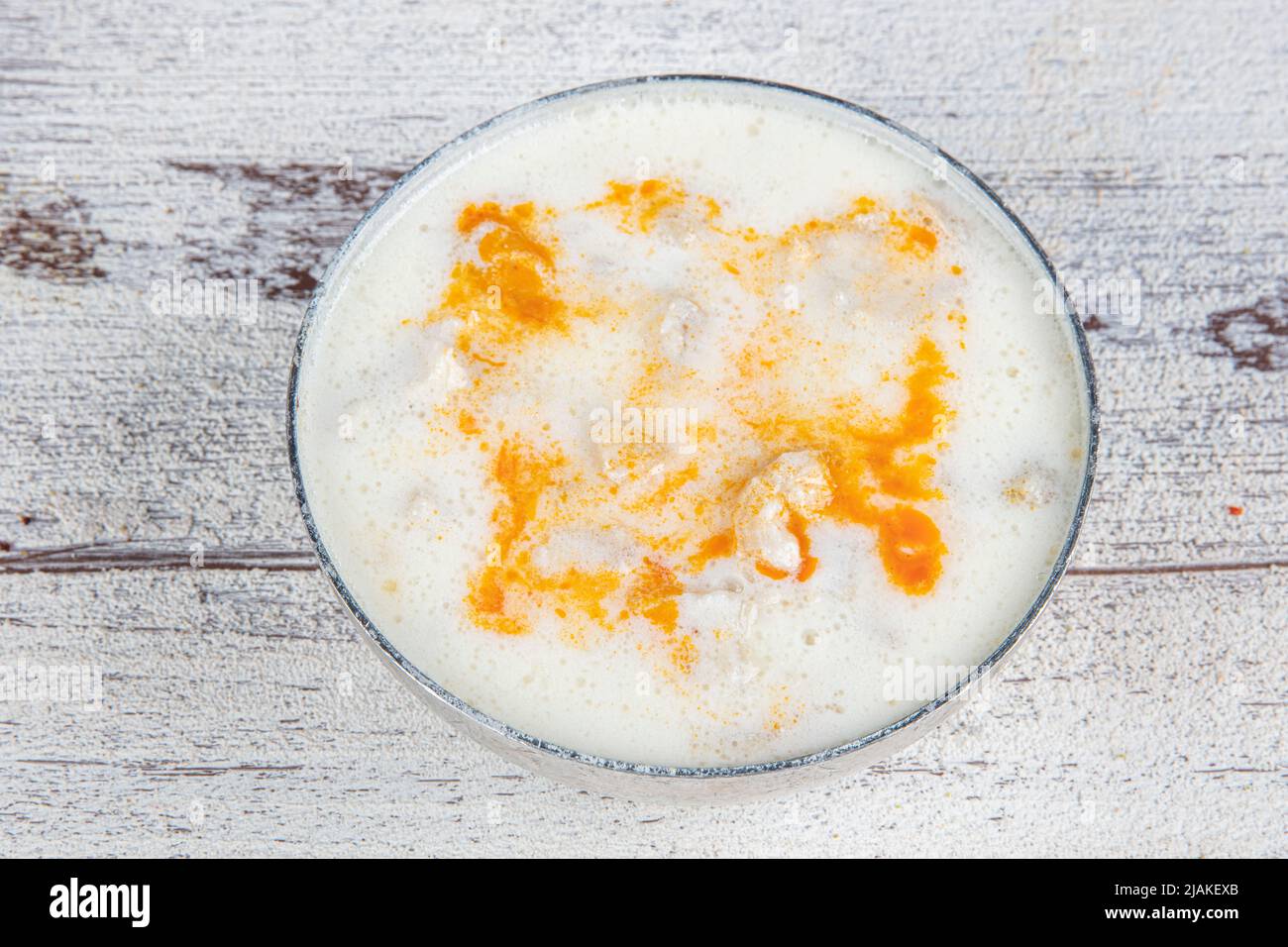 Turkish Traditional Tripe Soup with bread on white rustic wooden ...