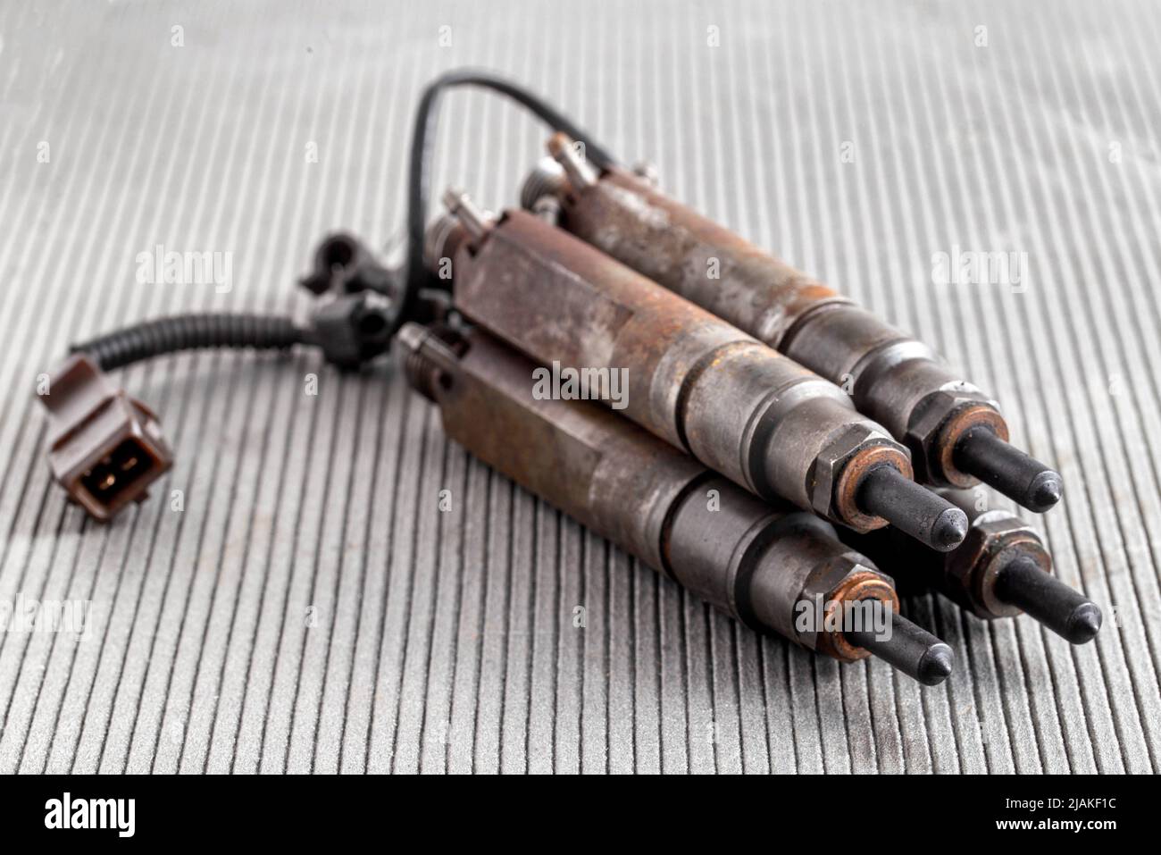 Injectors with diesel engine fuel supply system. Fuel spray. Automotive ...