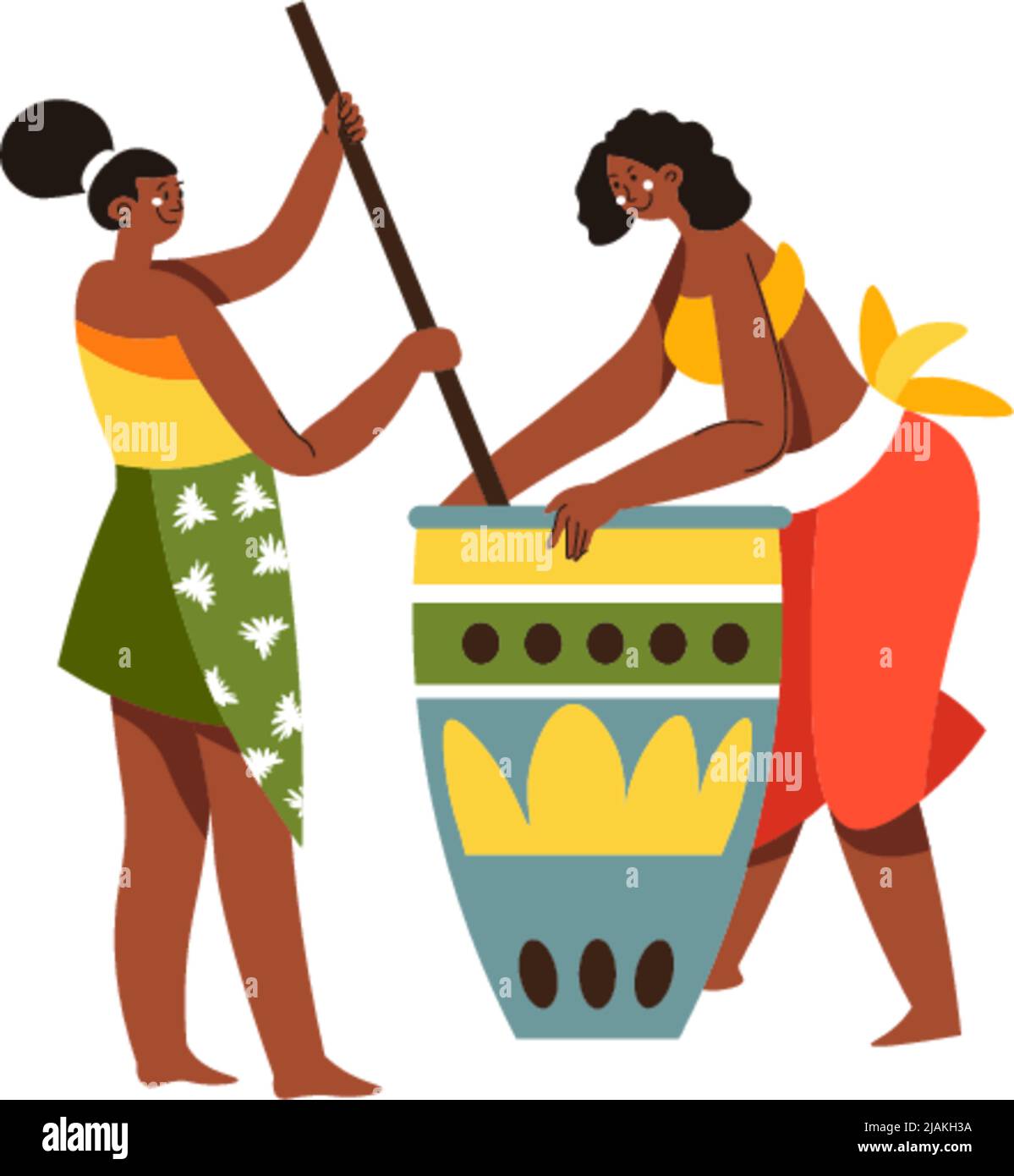 African women from tribe cooking in barrel vector Stock Vector Image ...