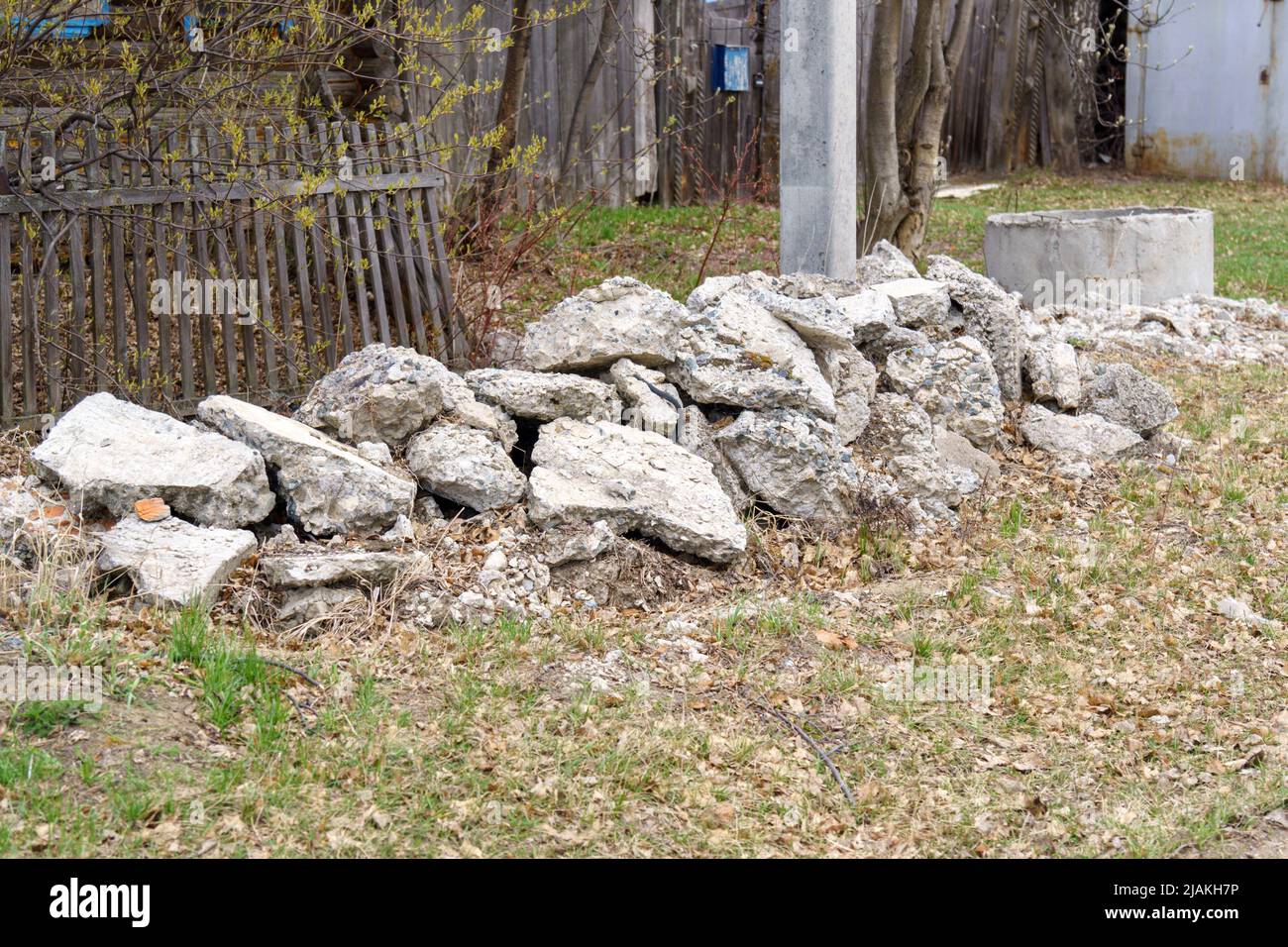 Pile of stones on the ground construction, a destructive pile, a ...