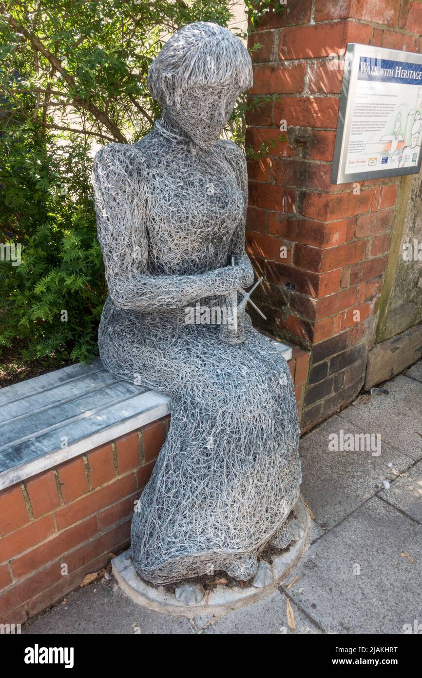 Wire sculpture of Gansey Knitter by Emma Stothard in Whitby, North ...