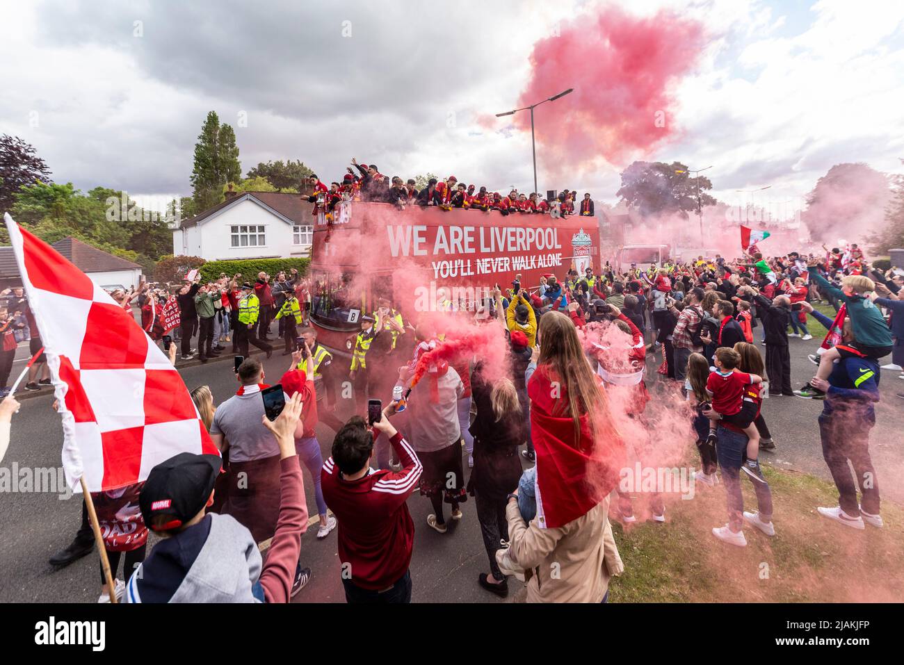 Liverpool Football Club victory parade through the streets of the city ...