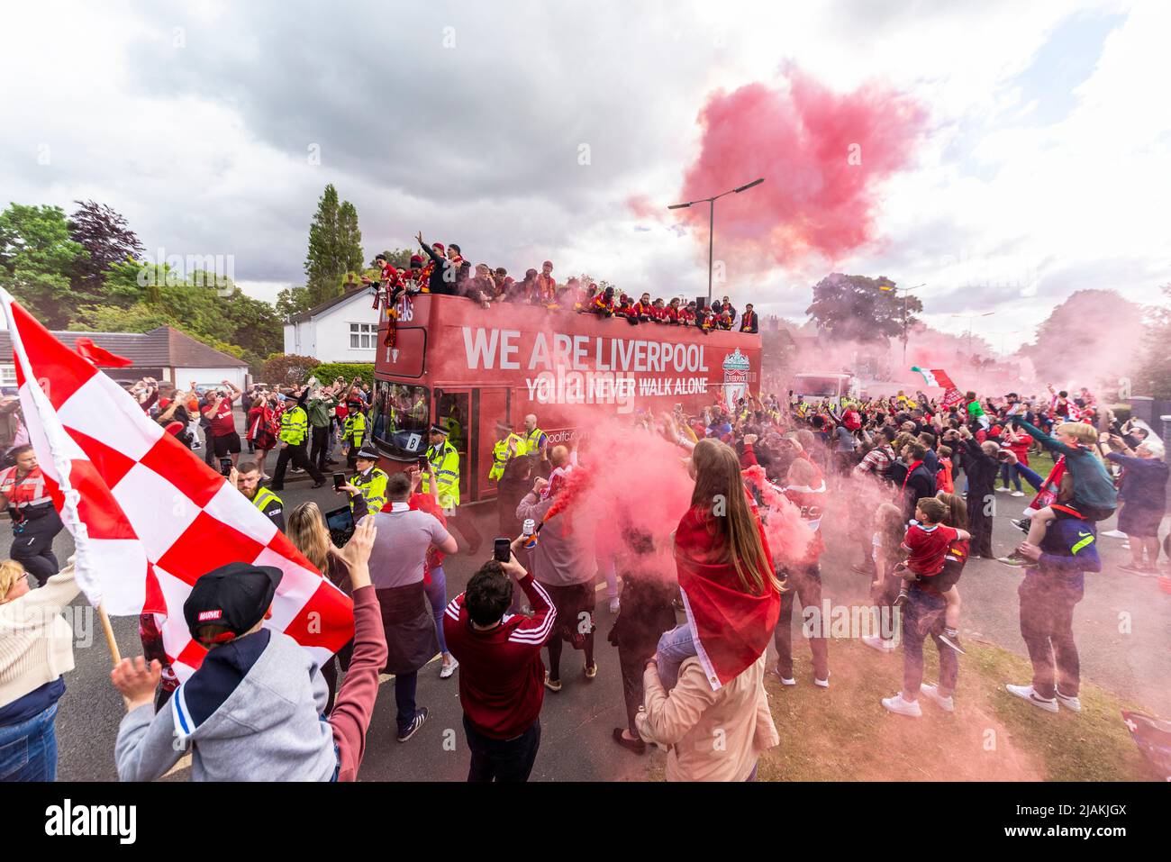 Liverpool Football Club victory parade through the streets of the city ...
