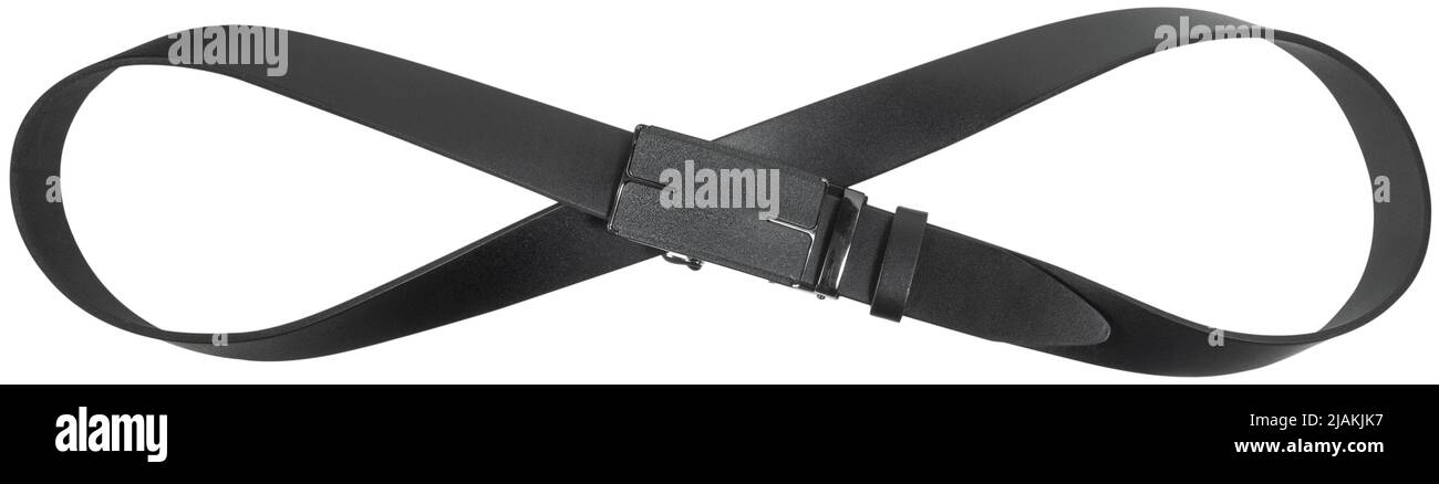 Infinity sign shaped belt isolated on white background. Mens closing ...