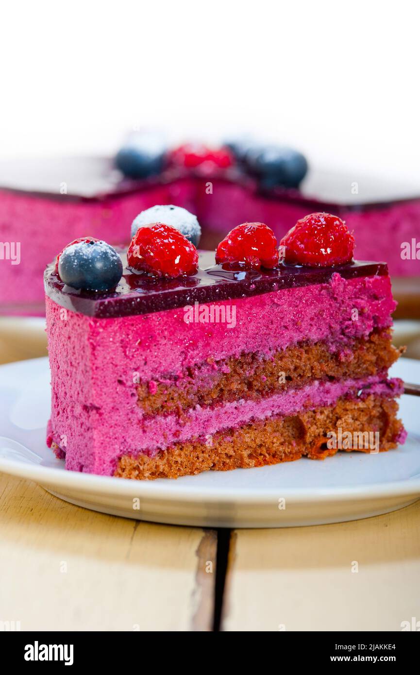 blueberry and raspberry cake mousse dessert with spice Stock Photo - Alamy