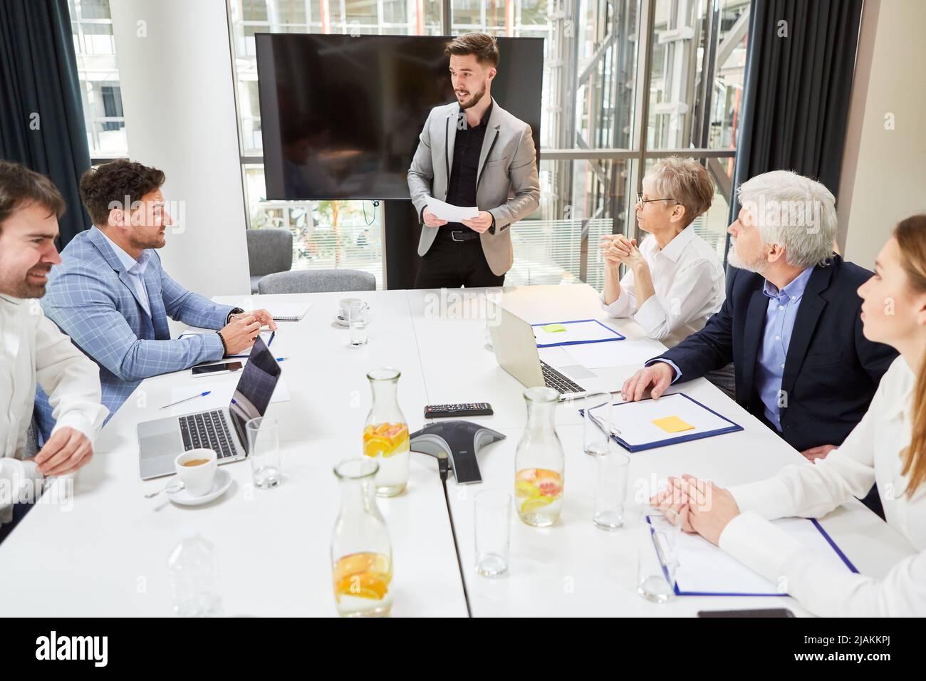 Man giving business presentation in hi-res stock photography and images ...