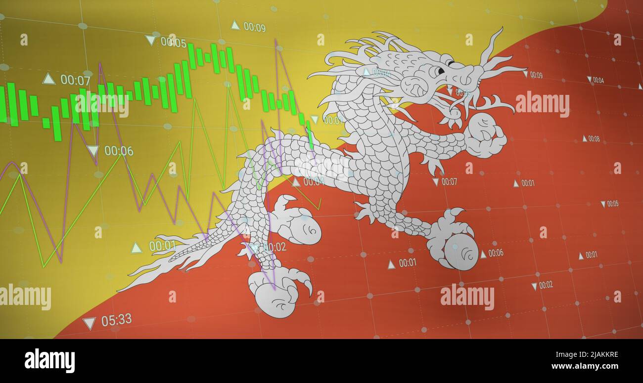 Image of flag of bhutan over data processing Stock Photo - Alamy