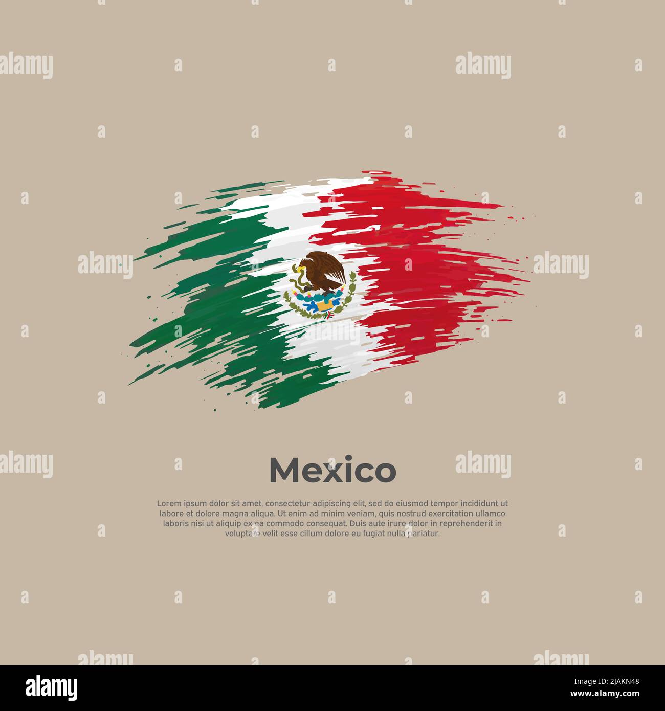 Mexico flag. Brush strokes. Brush painted mexican flag on a light ...