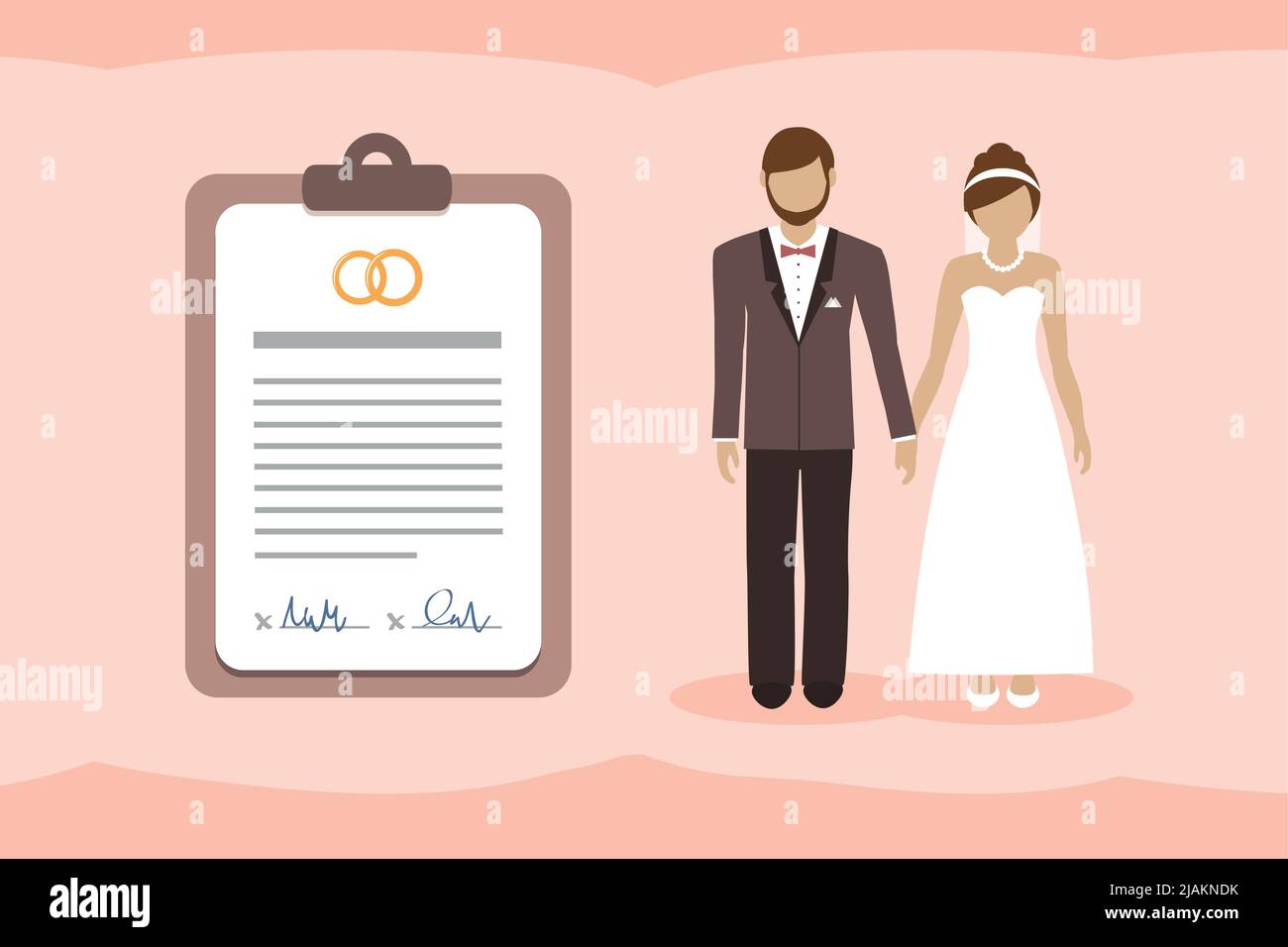 marriage contract info graphic with married couple pictogram Stock ...