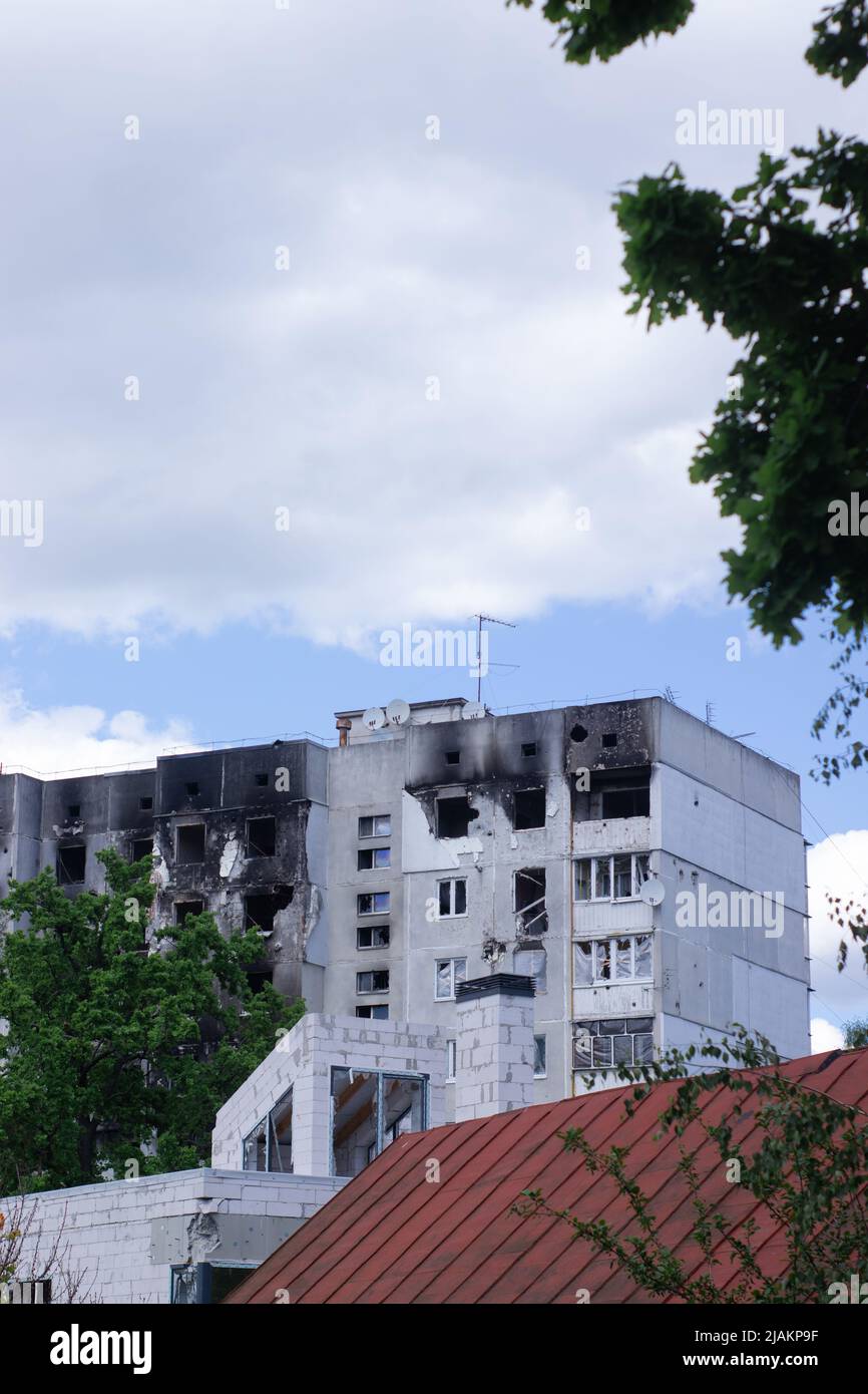 2022 Russian invasion in Ukraine. bombed building destroyed home ...