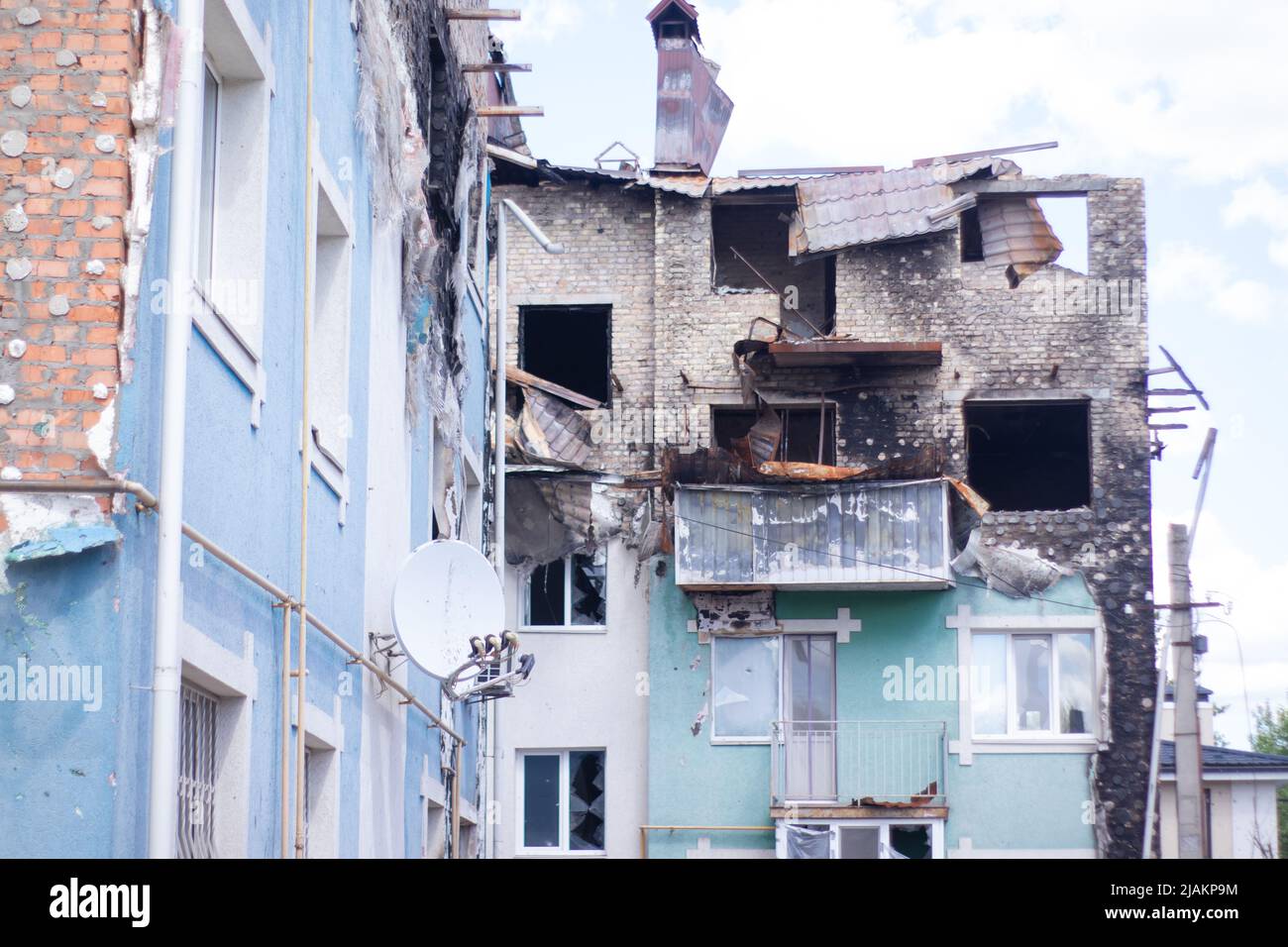 2022 Russian invasion in Ukraine. bombed building destroyed home ...