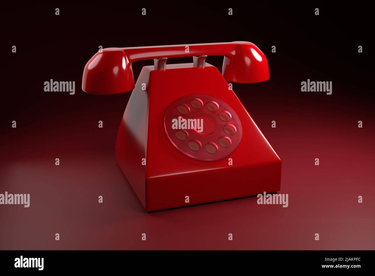 Red classic retro telephone on a red background. 3D render Stock Photo ...