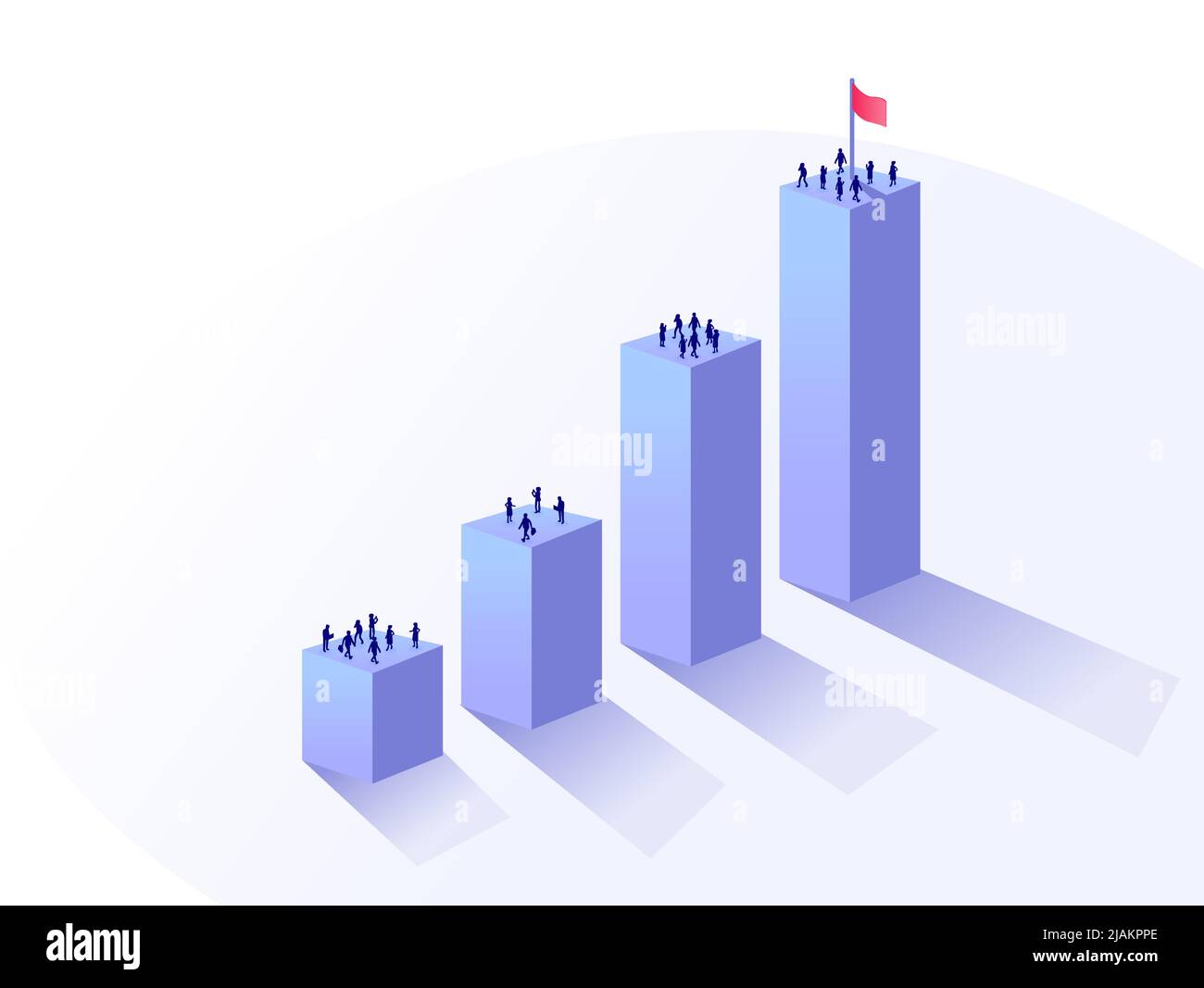 Growth and project milestone concept. Vector illustration of a 3D bar ...