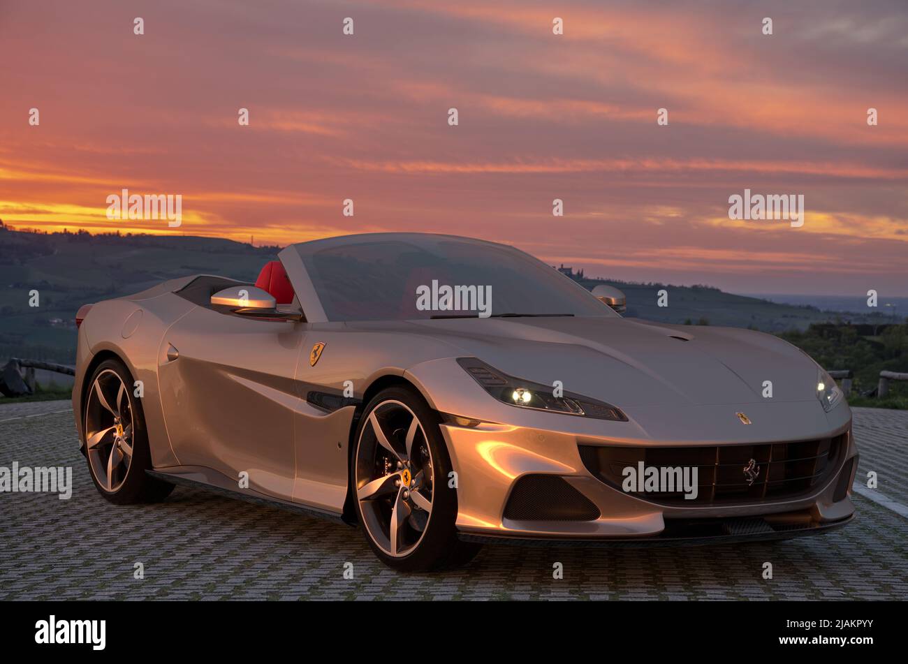 Ferrari Portofino in the Italian landscape Stock Photo - Alamy