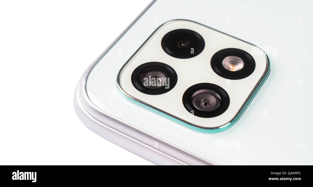 Camera of a modern smartphone close-up. Modern smartphone camera lens ...