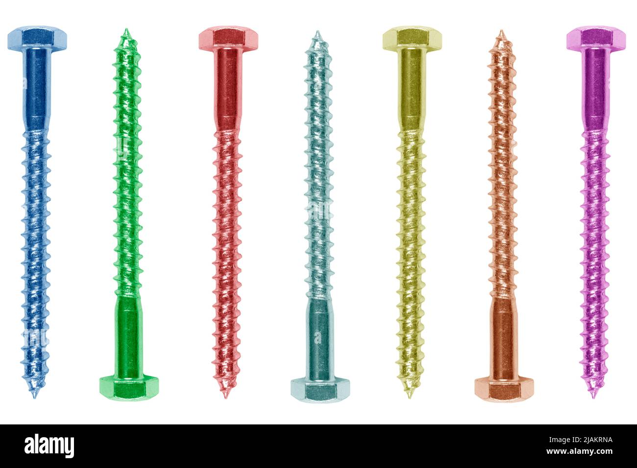 Macro shot metal bolt isolated on white background. Chromed screw bolt ...