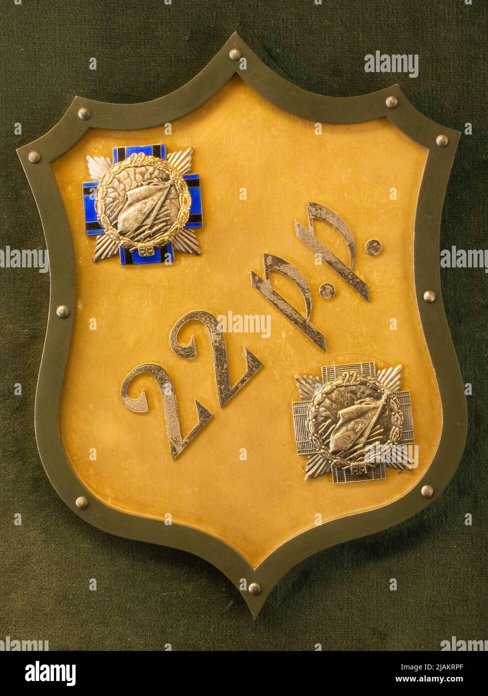 Commemorative shield with two badges of the 22nd Infantry Regiment ...