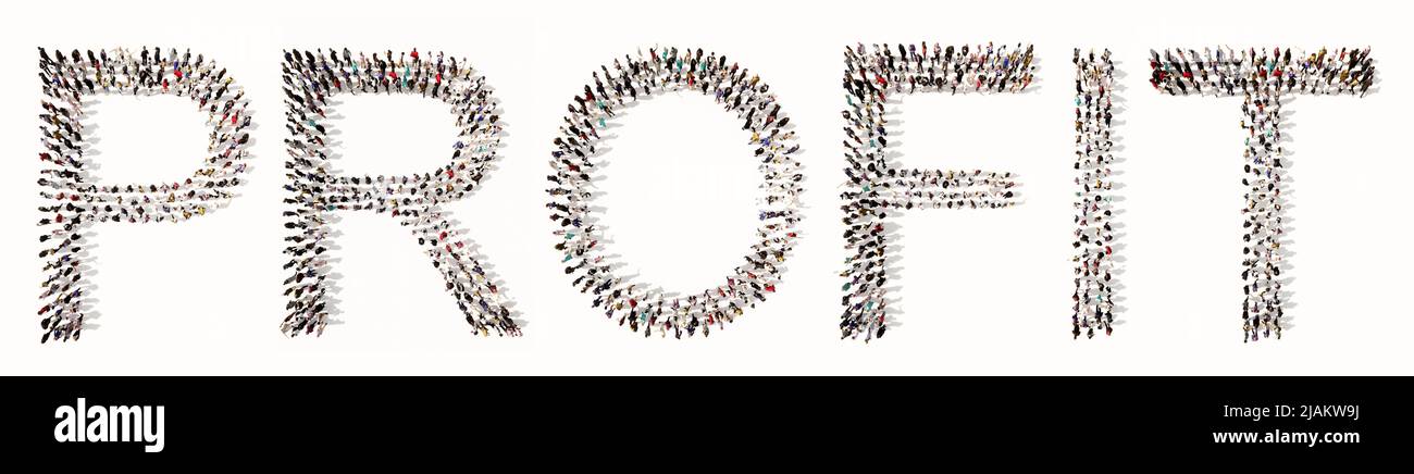 Concept conceptual large community of people forming the PROFIT word ...