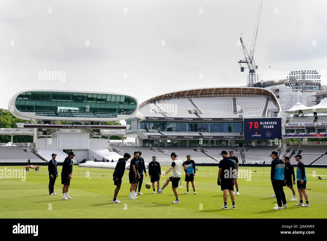 New Zealand players during a nets session at Lord's Cricket Ground ...