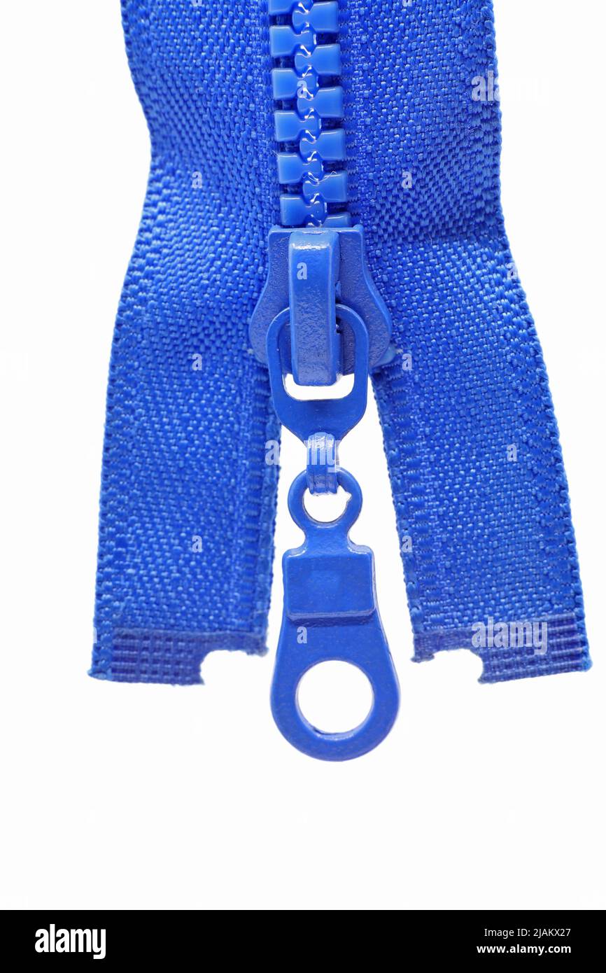 blue zipper isolated on white background Stock Photo - Alamy
