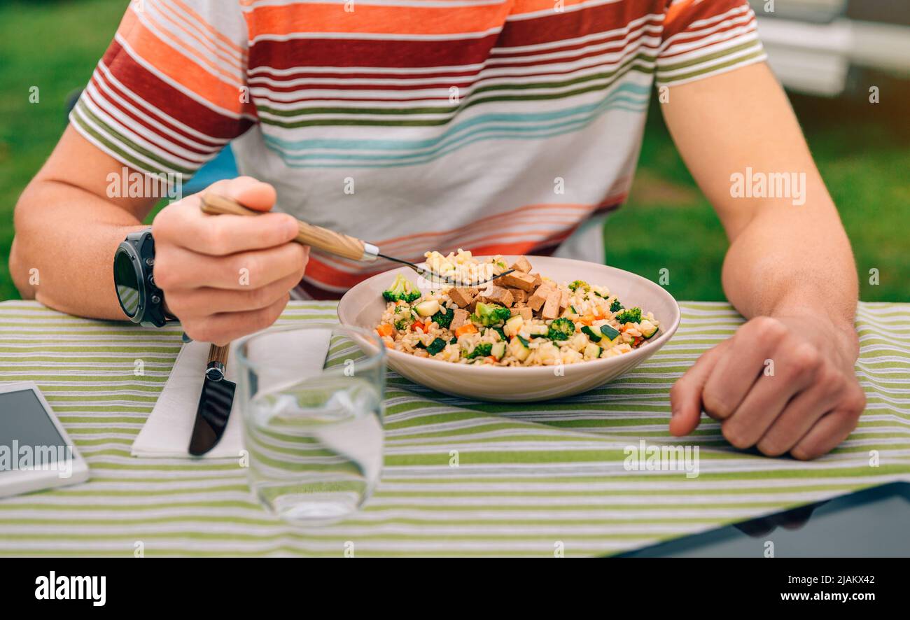 Man eating knife fork hi-res stock photography and images - Alamy