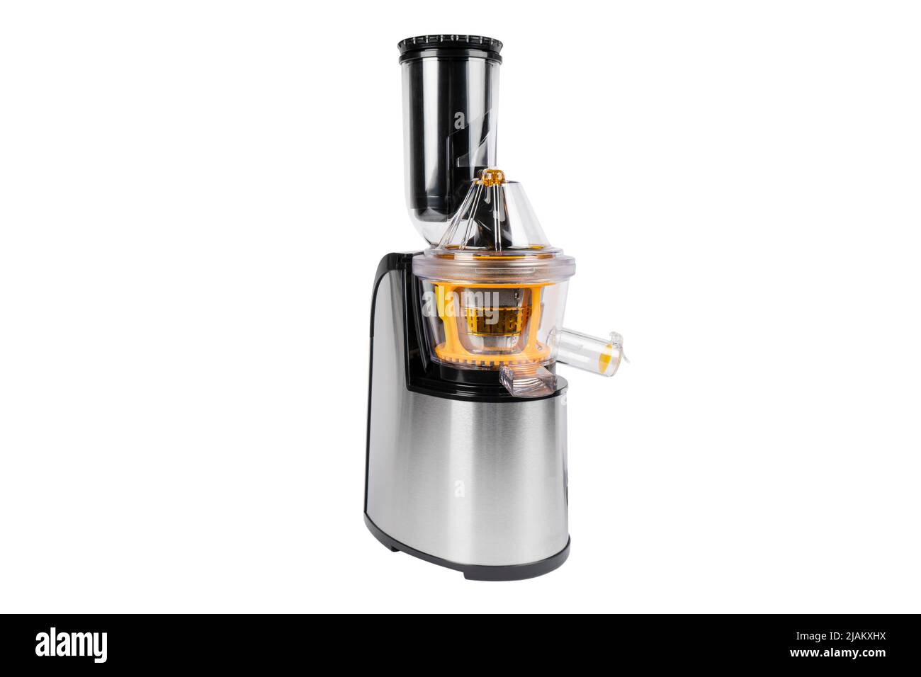 Juicer isolated on a white background. Modern stainless steel fruit and ...