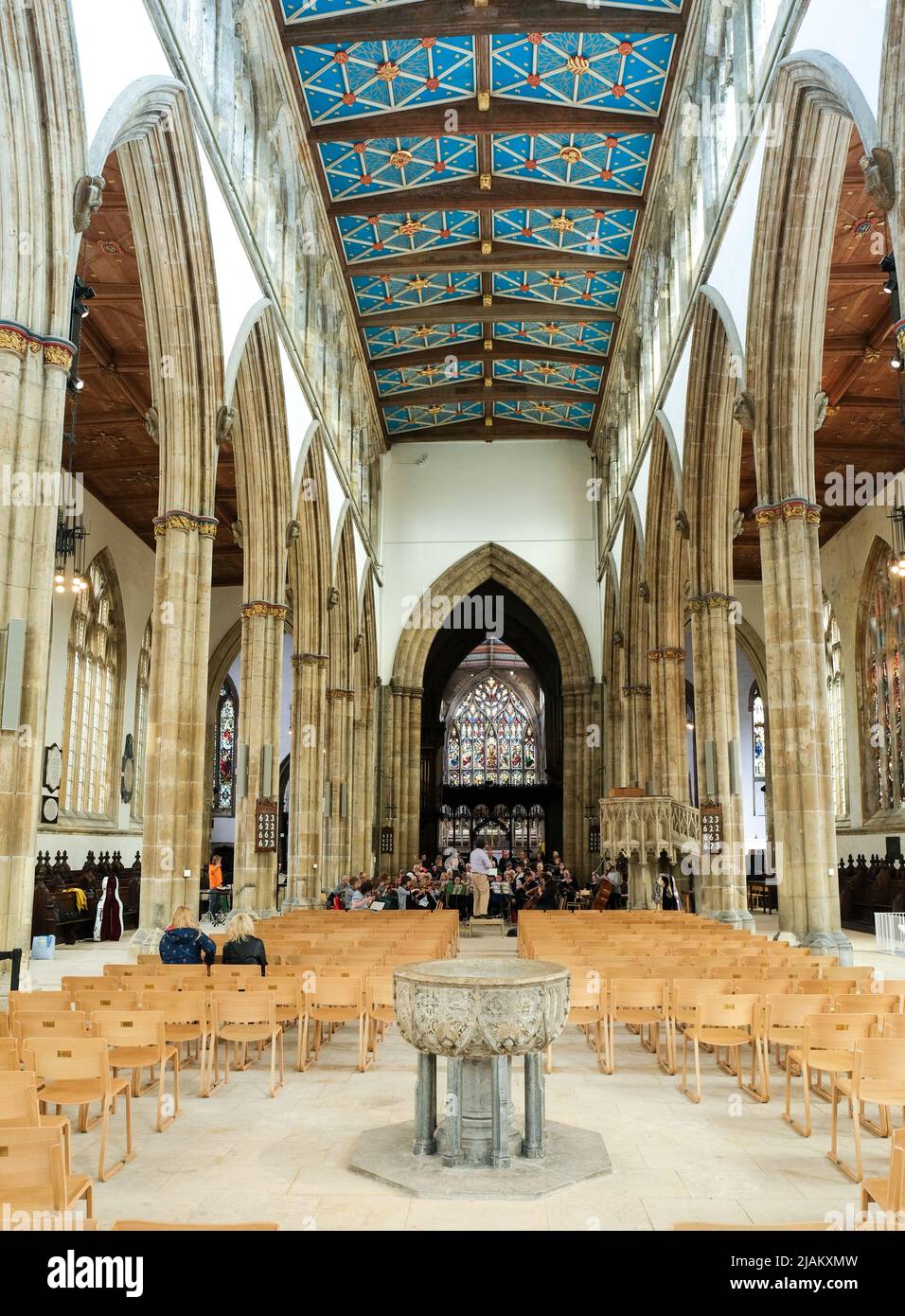 Hull, East Yorkshire, UK. May 21, 2022 An interior view down the body ...