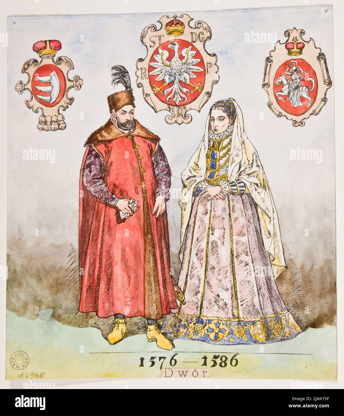 Dwór 1576 1586 Lithography: Salb M. (edition) & Jan Matejko Stock Photo ...