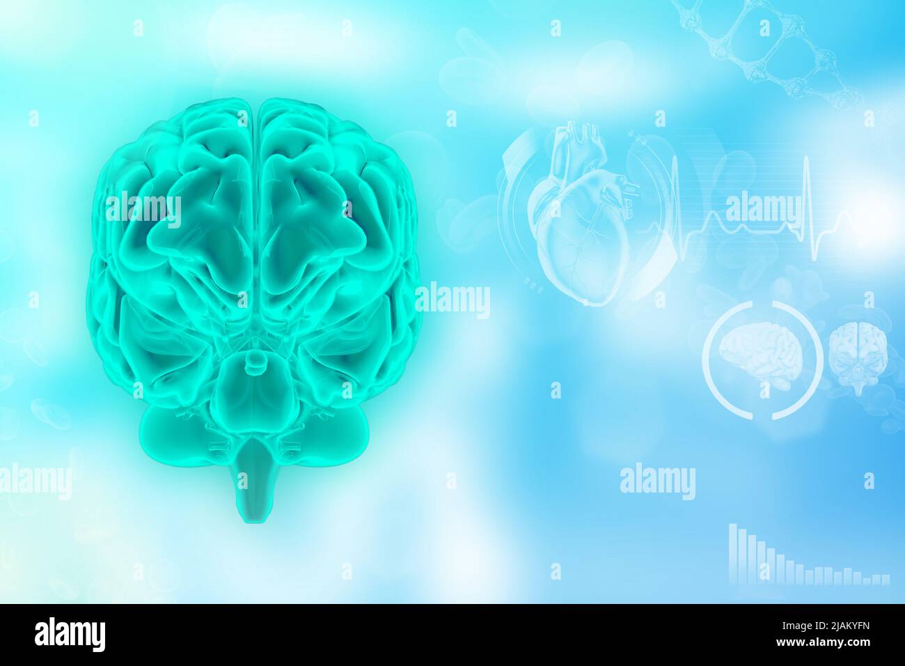 Medical 3D illustration - human brain, brain analyzing concept - highly ...