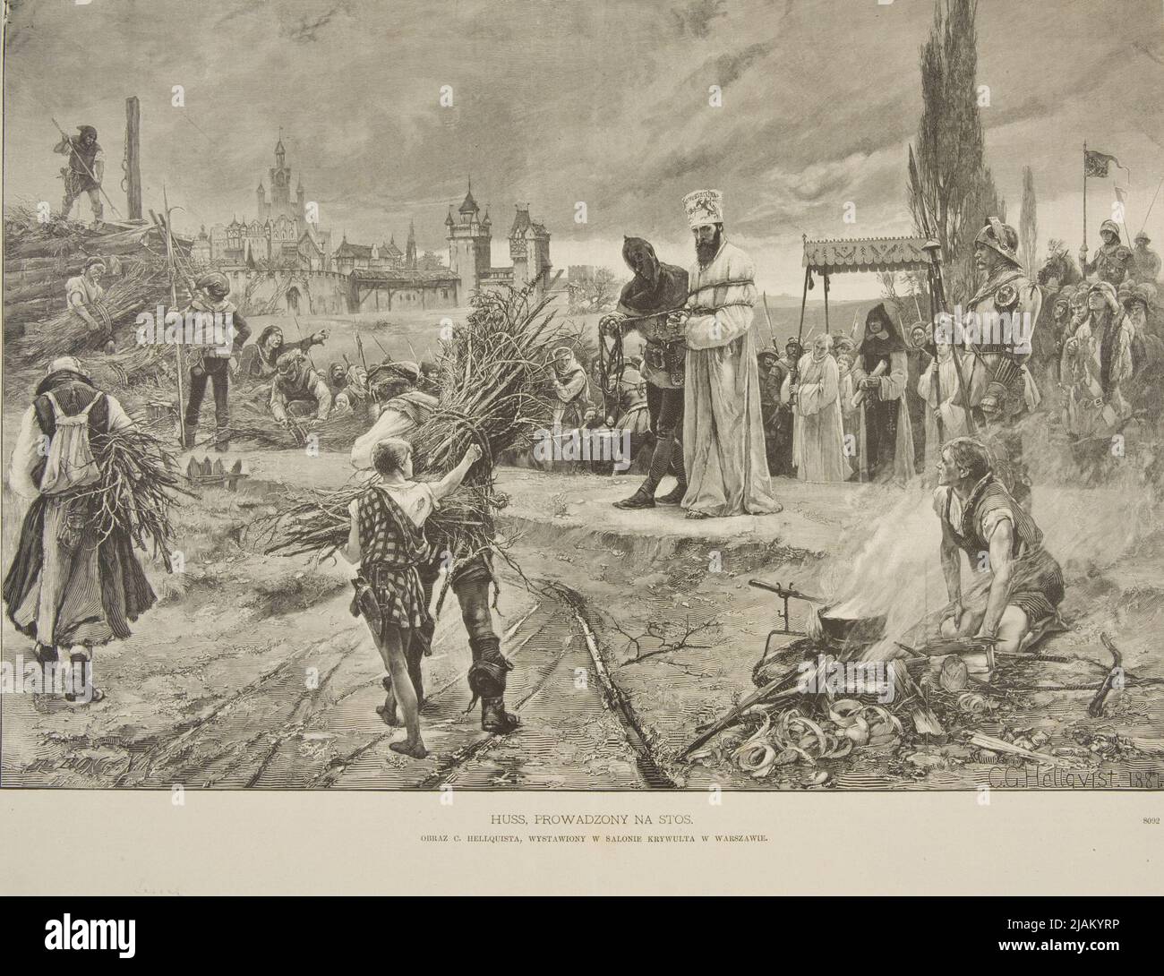 Huss, led on a stake according to the image of Carl G. Hellqvist. Shape ...