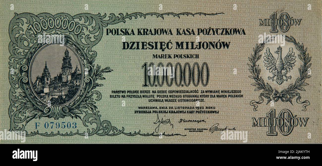 Banknote for 10,000,000 Polish marks, Polish Republic (1918–1939 ...