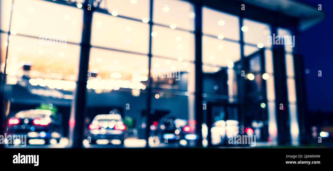 Blurred background with car dealership exterior. Abstract blurred photo ...