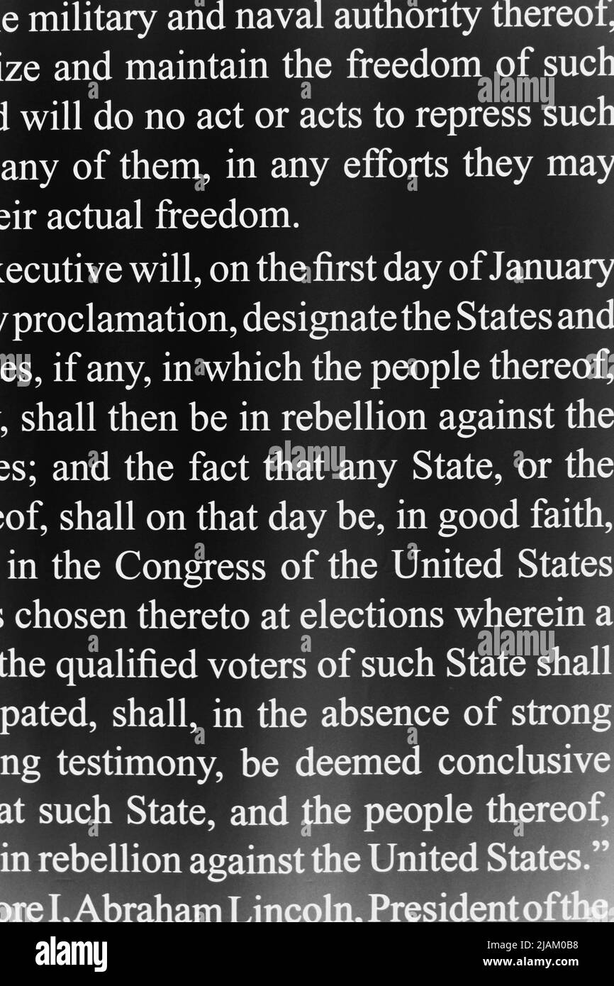 A closeup the Emancipation Proclamation of the United States of America ...