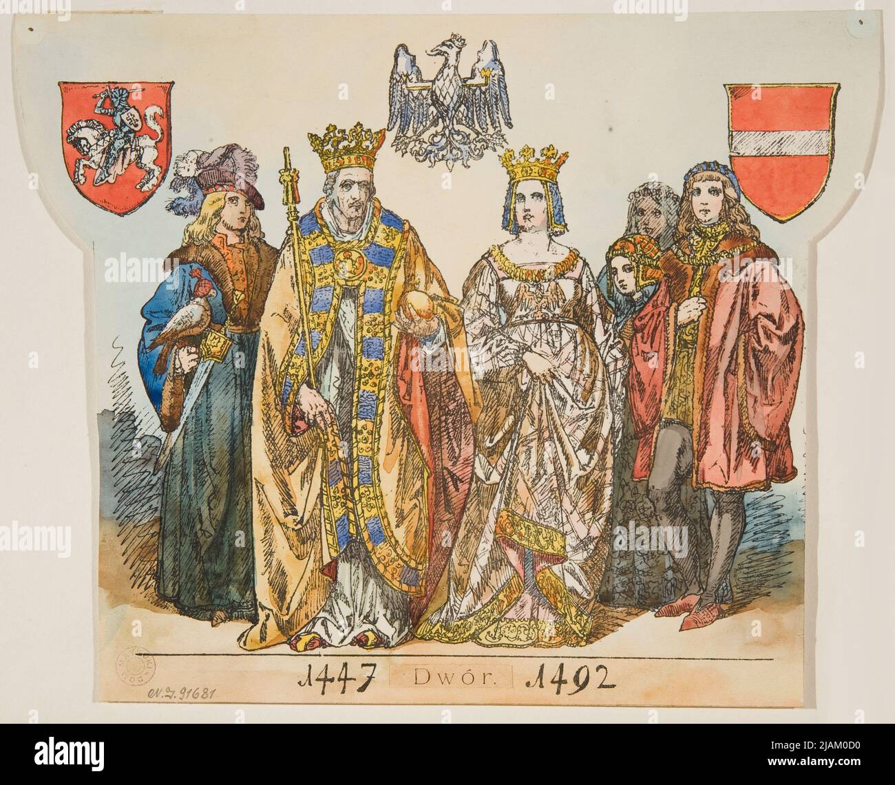 Dwór 1447 1492 Lithography: Salb M. (edition) & Jan Matejko Stock Photo ...