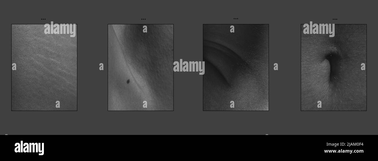 Collage Detailed Texture Of Human Female Skin Close Up Part Of Woman