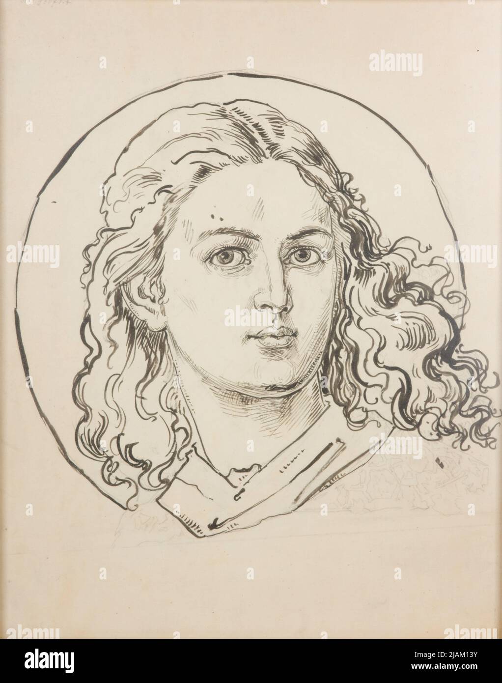 Carton for polychrome of St. Mary's Church Angel's head Matejko, Jan ...