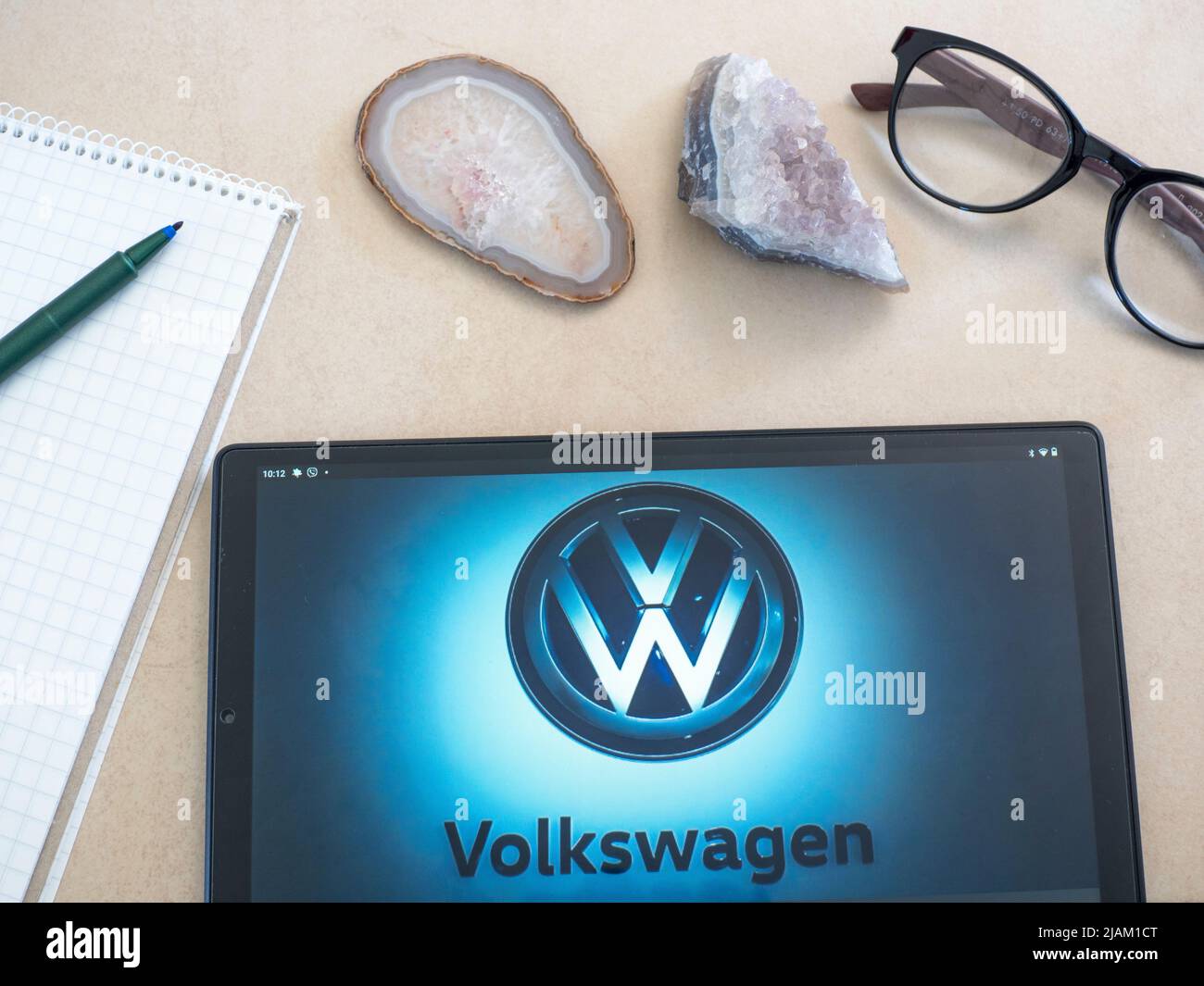 In this photo illustration Volkswagen Group logo seen displayed on a ...
