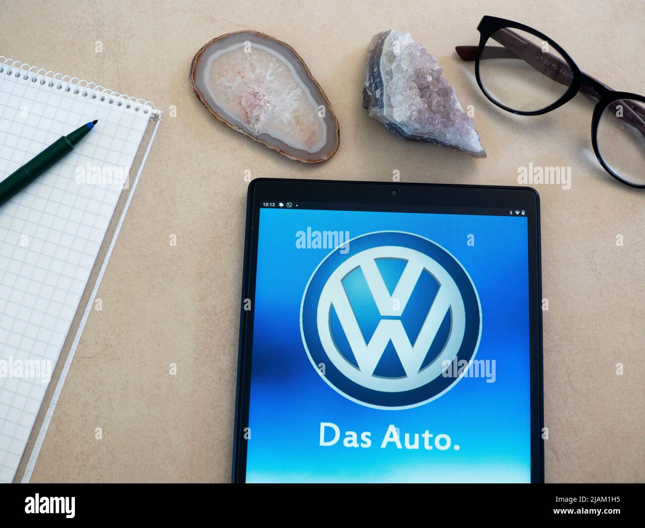 In this photo illustration Volkswagen Group logo seen displayed on a ...
